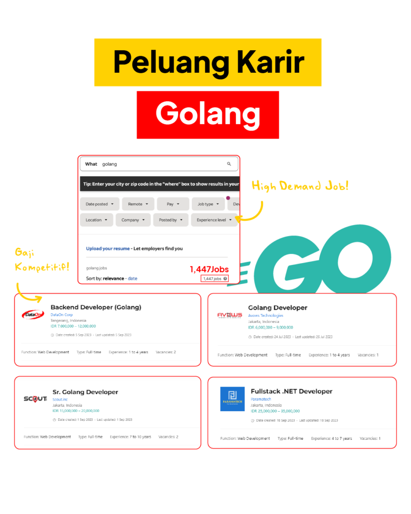 Kursus Golang Back End Developer Lebih dari 100.000 Alumni